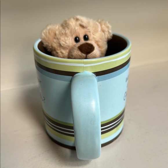 Hallmark | Dining | Hallmark Blue And Brown Striped Mug With Gund Mini ...